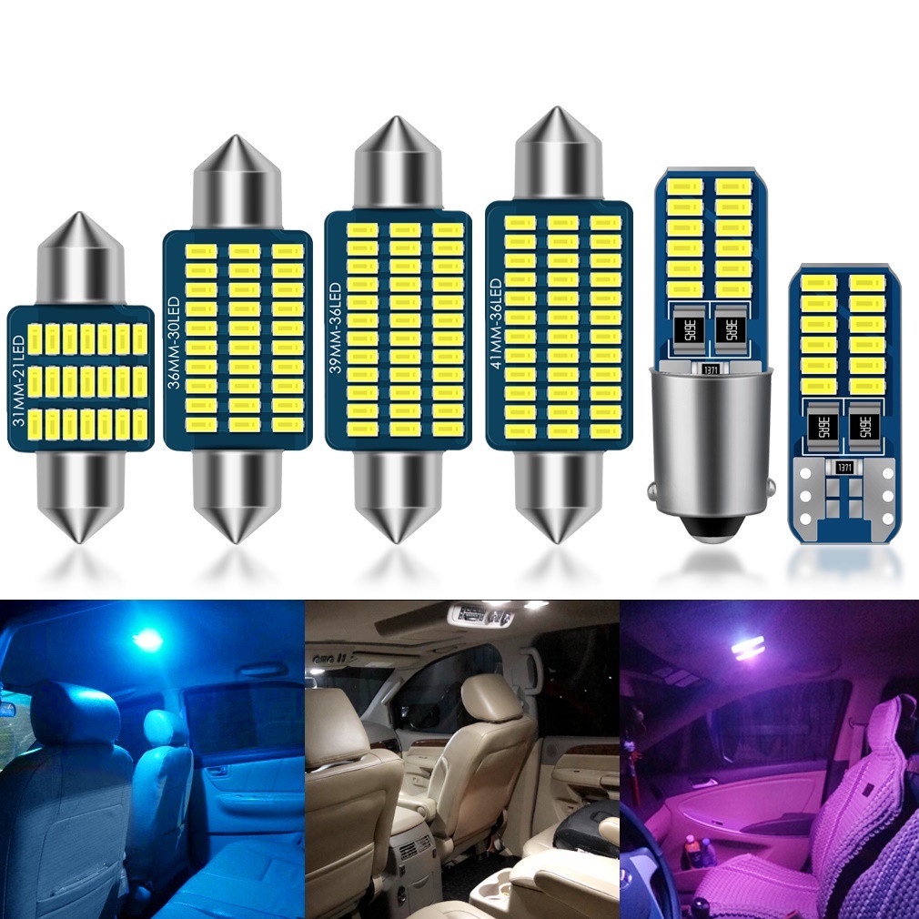 1Pcs T10 Led W5w Led Bulb C5w Ba9s T4w Led Canbus Festoon C10w 31/36/39/41Mm Led Warm White ...