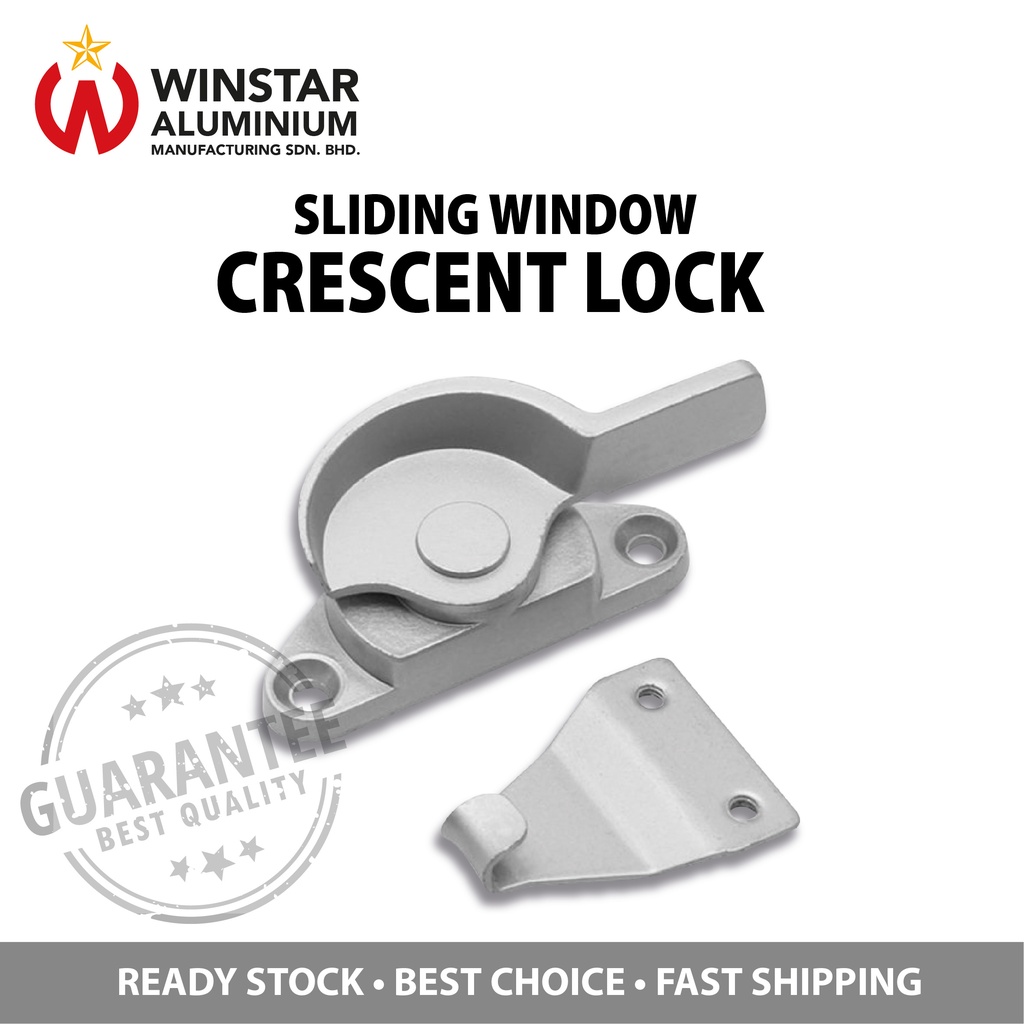Sliding Glass Window Crescent Lock (Silver) / Sliding Window Lock Kunci ...