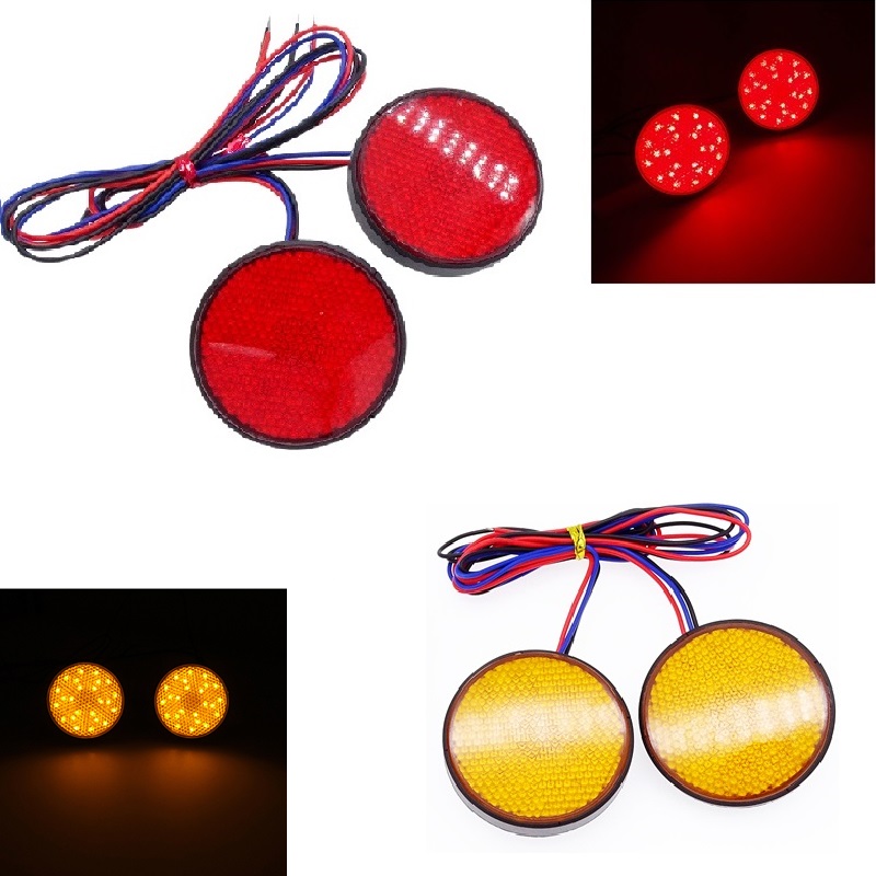 Motorcycle 24 LED Brake Stop Warning Reflector Light Round Rear Tail ...