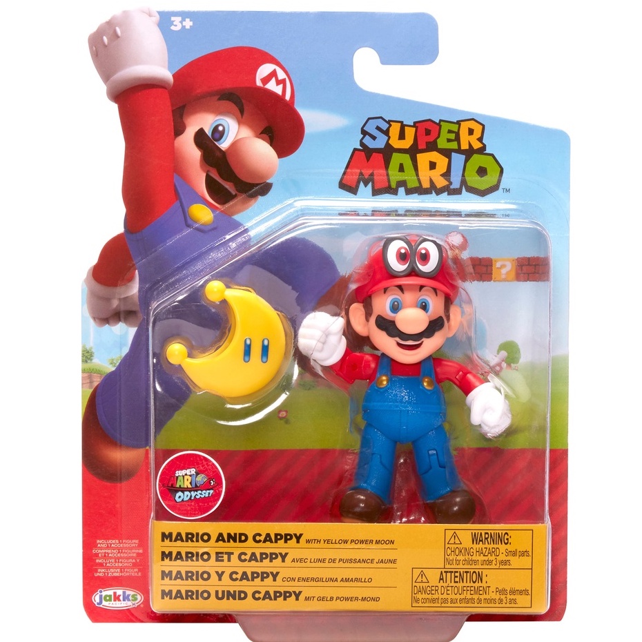 Super Mario 4 inch Mario with Power Moon Articulated and Bendable ...