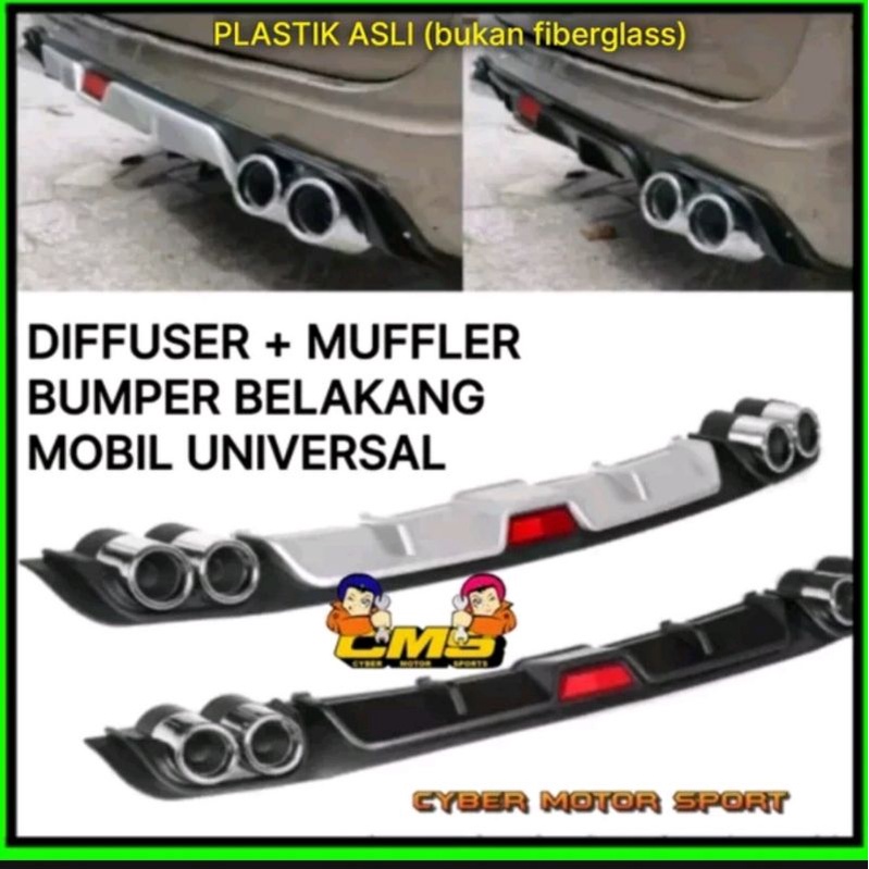 Plastic universal rear bumper bodykit. universal bumper rear diffuser ...
