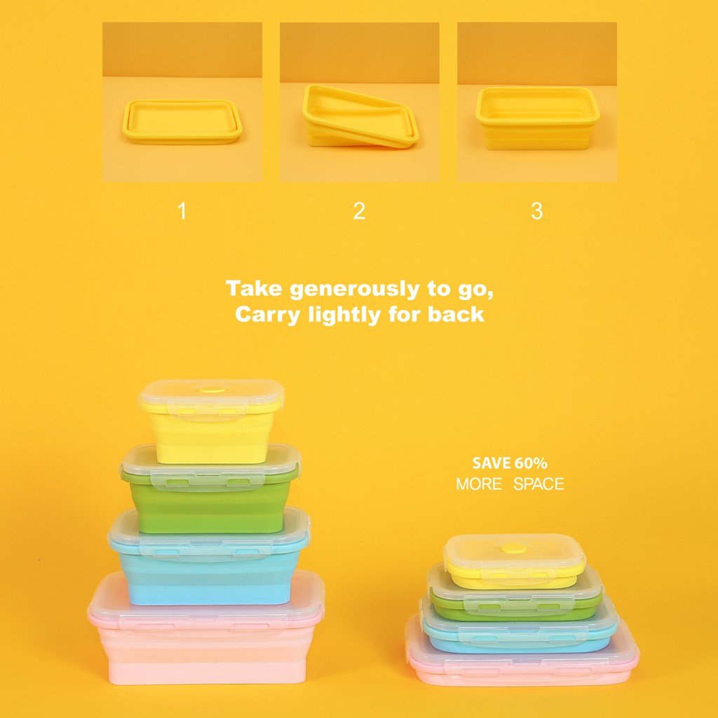 Collapsible Silicone Lunch Box | Korea Premium | Portable Folding Food ...