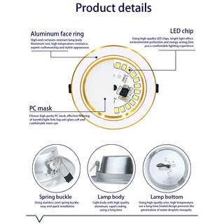 LED Downlight 5W 9W 12W 15W 18W Recessed Round LED Ceiling Lamp AC 220V ...