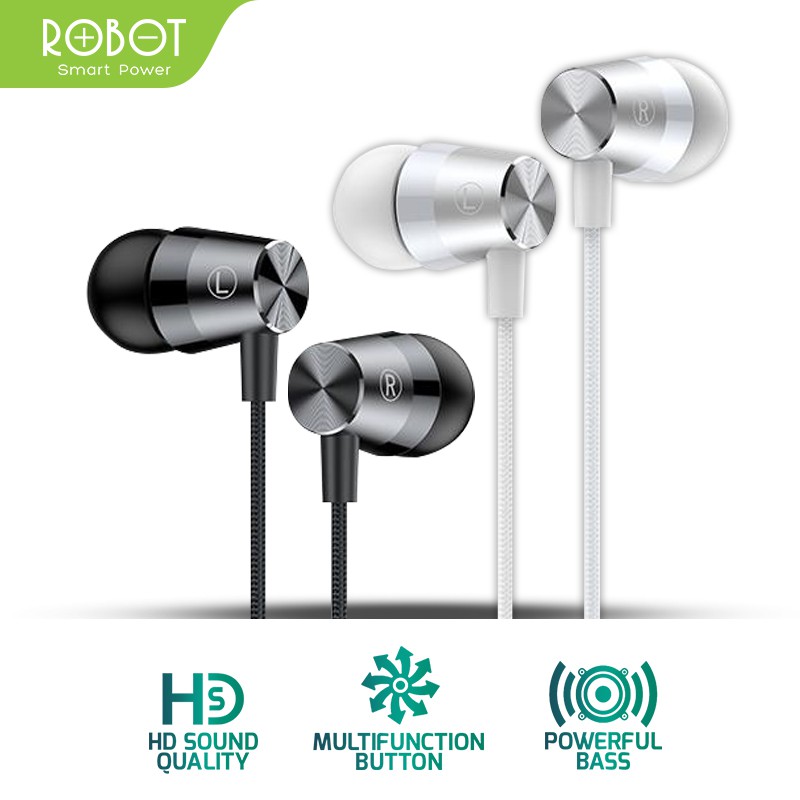Robot Headset Re101s Wired Headset Wired Earphone Bass Android Iphone ...