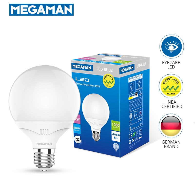 Megaman LED Classic Globe Bulb Light 12W/15W E27 4000K Cool White/6500K Daylight Energy Saving ...