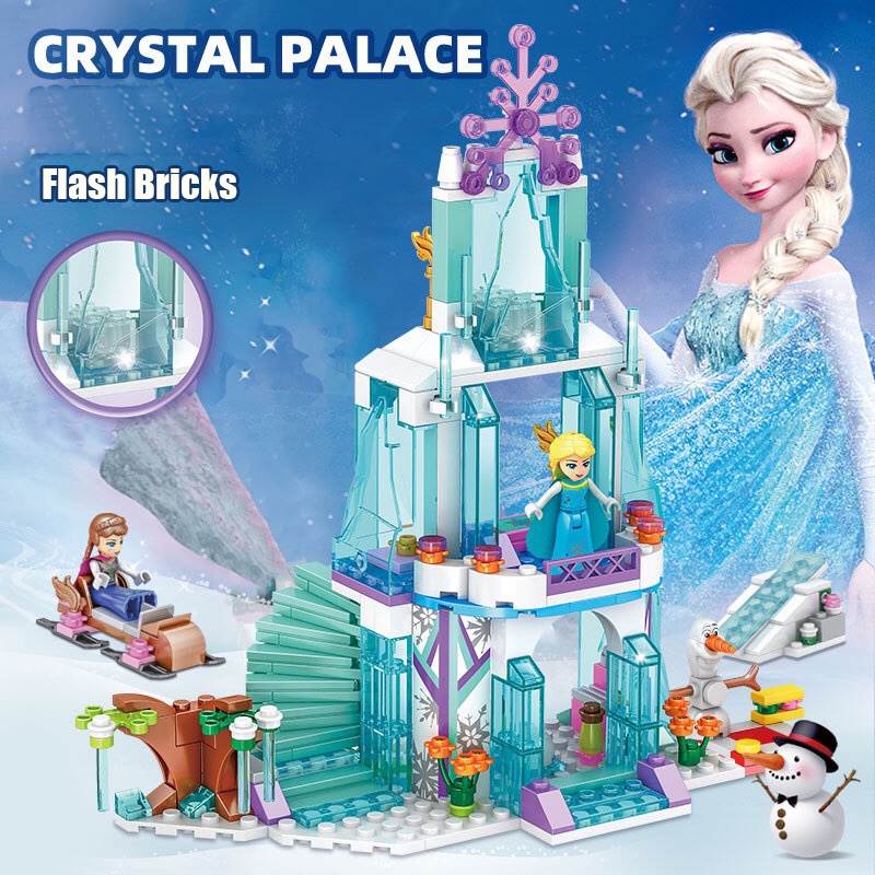 287PCS Friends series Princess Castle Disney Frozen Elsa's Sparkling ...