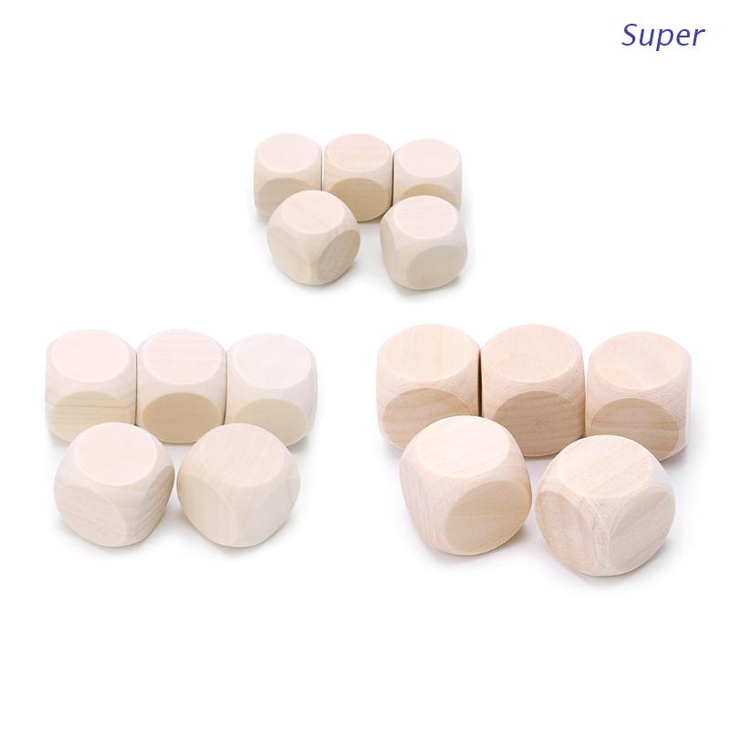 Super Blank Wooden Dice Unfinished Square Blocks 6 Sided Wood Cubes ...