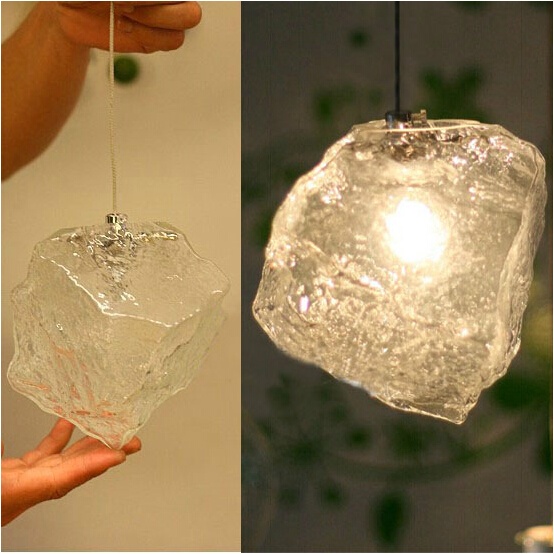 Ice Cube Pendant Light Led Glass Chandelier Modern Minimalist Design Hanging Lamp Bedroom ...
