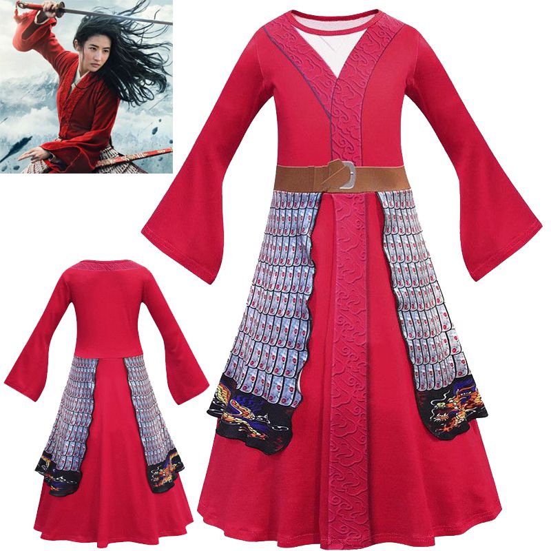 Delightful Hua Mulan Red Dress For Kids Halloween Parties Dress-up And ...