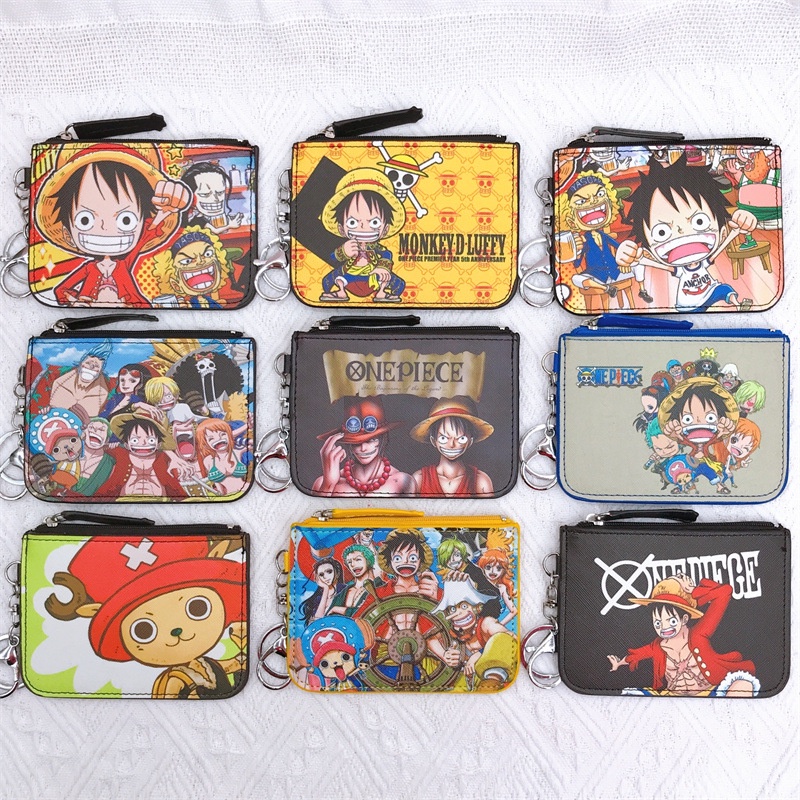 Boys Card Holder One Piece Luffy With Keychain Coin Purse Pendant ...