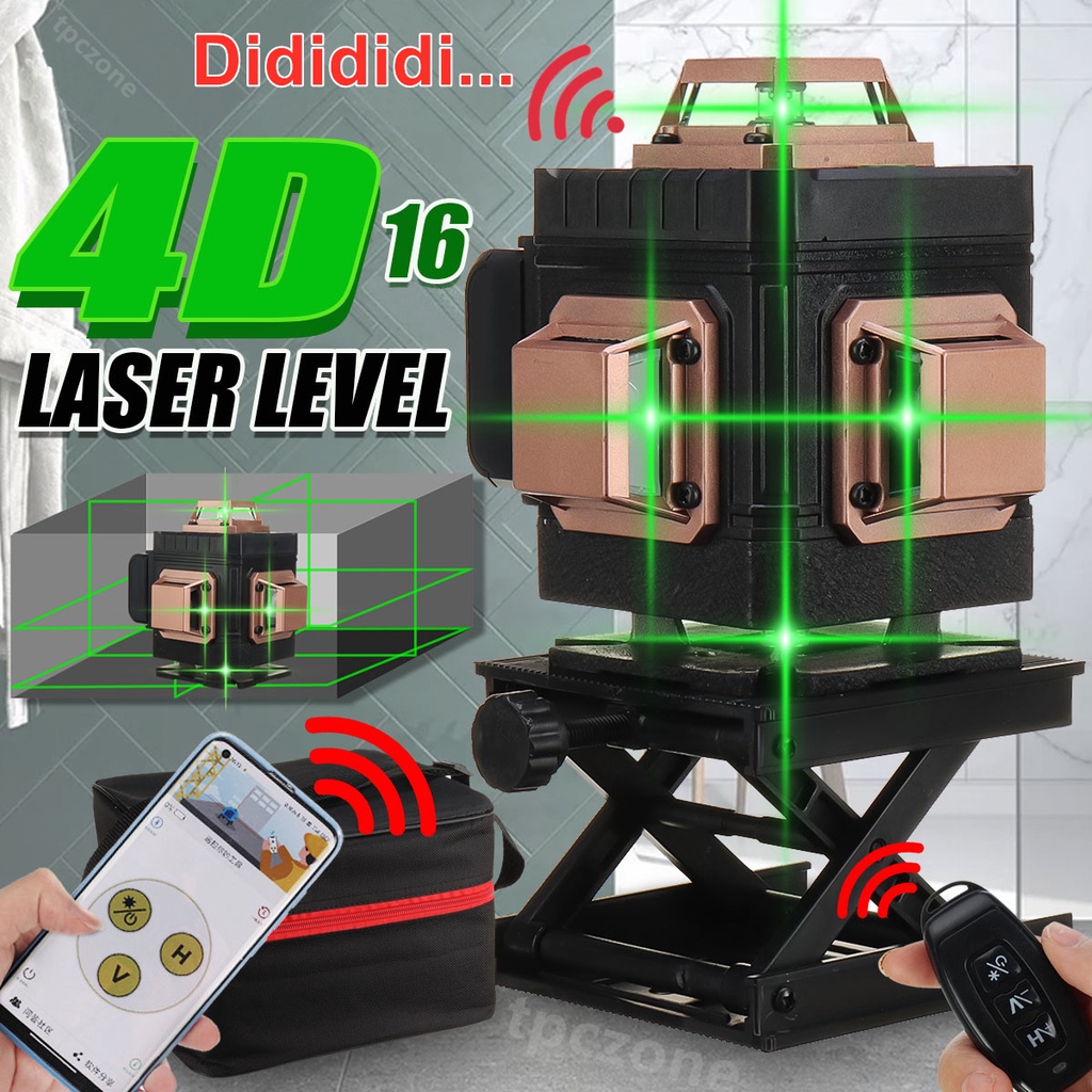 16/12/8 Green Lines Laser Level 360° Horizontal Vertical Cross 4D Auto ...