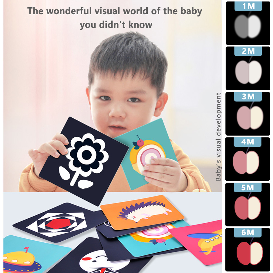 Baby Vision Training Card Black White Flash Cards Kids Sensory High ...