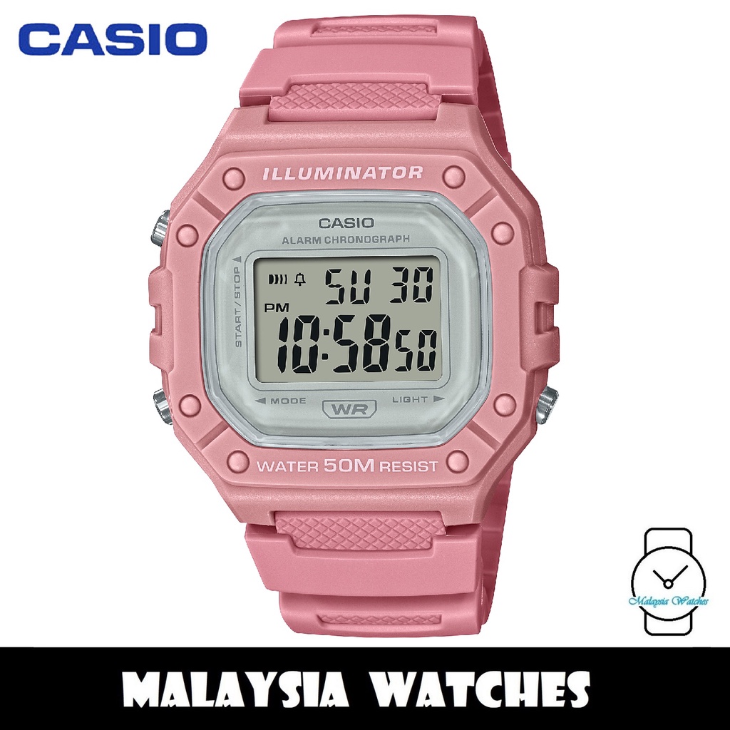 Casio W-218HC-4A Quartz Digital Pink Resin Women's Watch W218HC W218HC ...