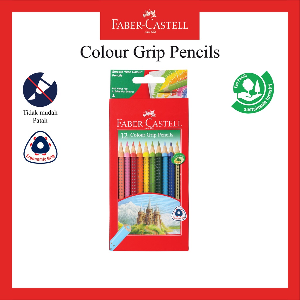 Faber Castell Grip Colored Pencils Pack of 12 Colors / Color Grip ...