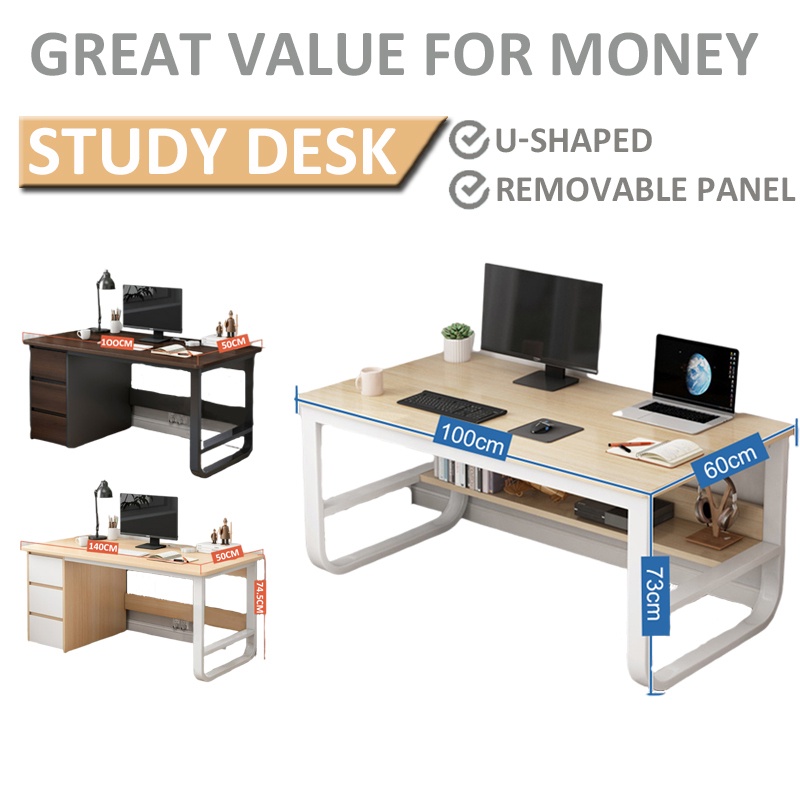 Simple Study Table Easy To Install Study Table With Bookshelf Small ...