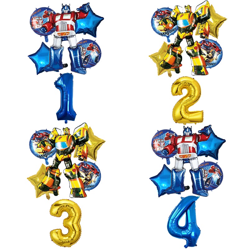 6 Pack Transformers Themed Foil Balloons Bumblebee Car Balloons Decor ...