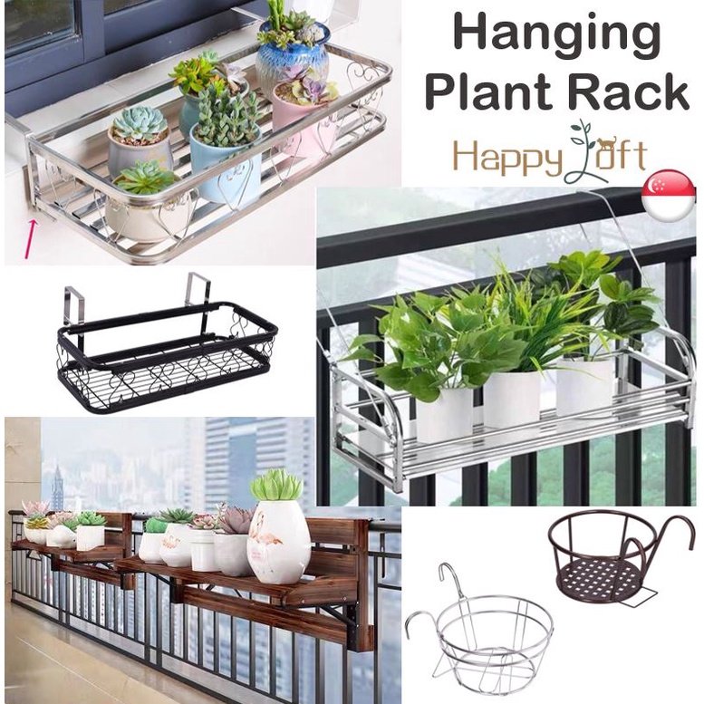 Adjustable Stainless Steel Wooden Rack Balcony Railing Flower Rack ...