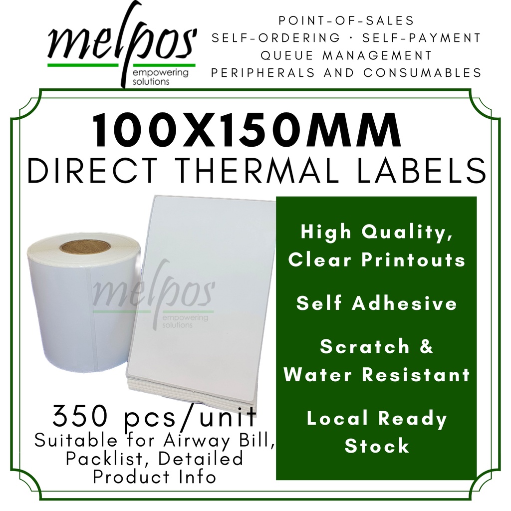[Melpos] Airway Bill 100x150 Thermal Sticker Label Rolls, 100mm x 150mm ...