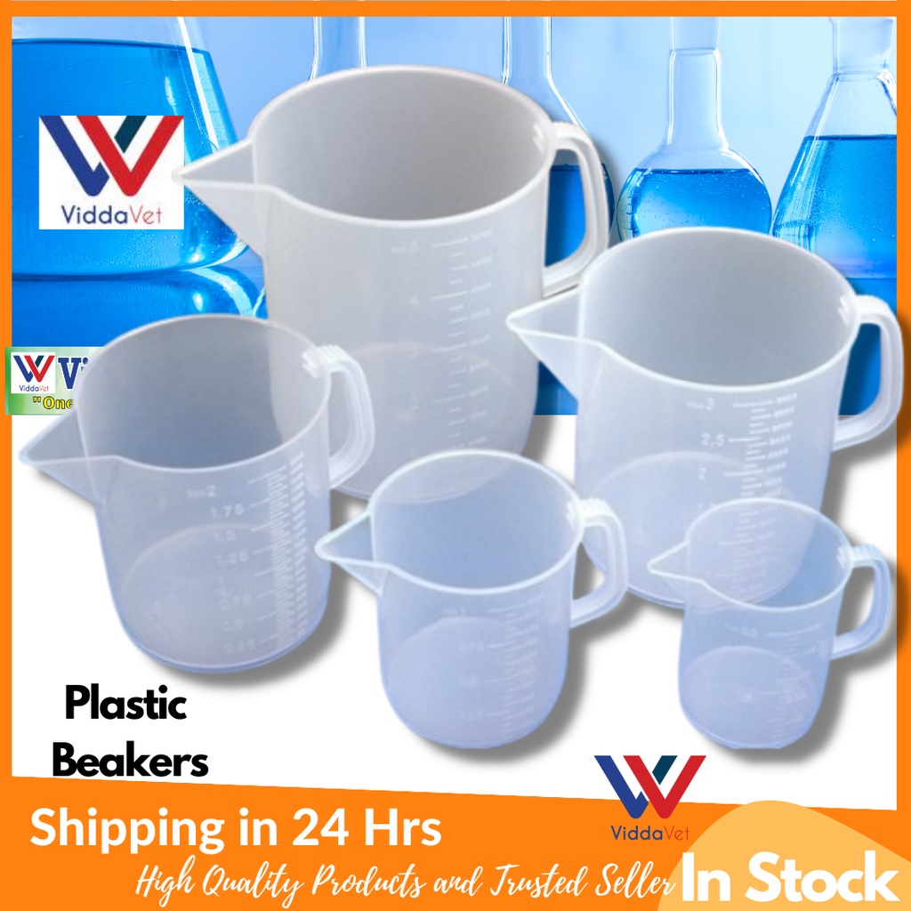 Viddavet Plastic Beakers With Handle 500 ml/1liter/2liters Plastic ...