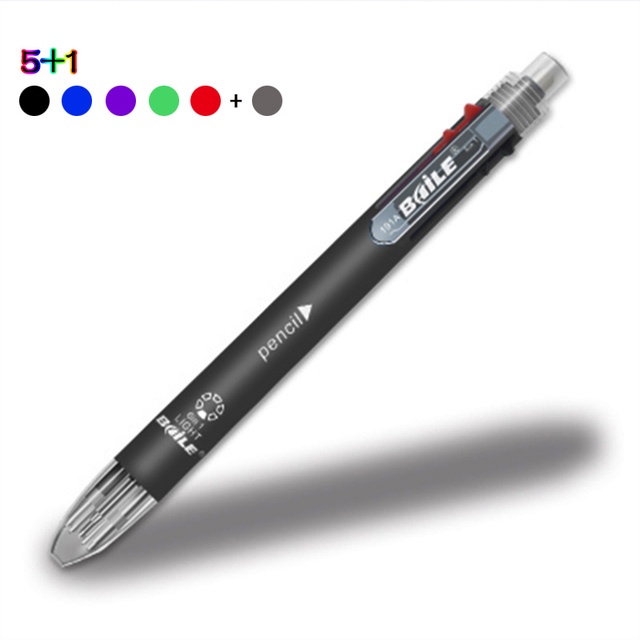 6 In 1 Multicolor Ballpoint Pens 5 Colors Ball Pen 1 Automatic Pencil ...