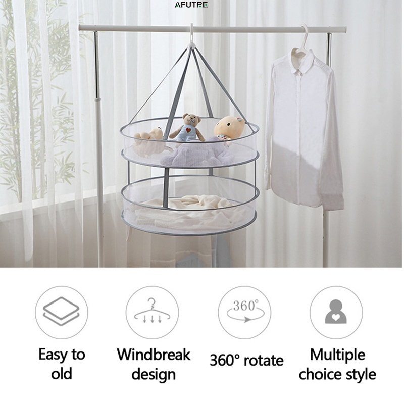 Afutre Windproof Clothes Basket Folding Mesh Clothes Hanging Dryer ...