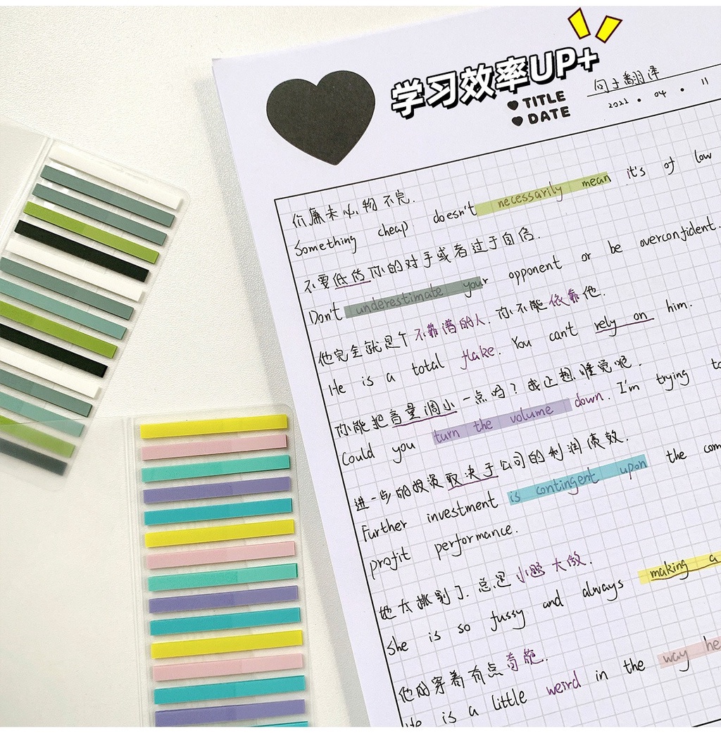 Super-Fine Index Stickers, Small Narrow Sticky Notes, Translucent ...