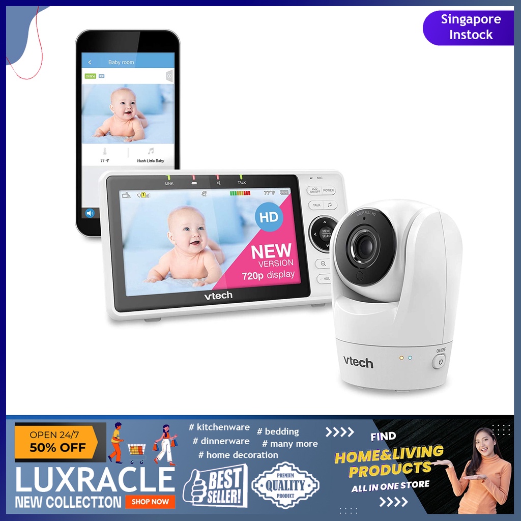 VTech VM901 WiFi Video Baby Monitor w Free Live Remote Access 1080p ...