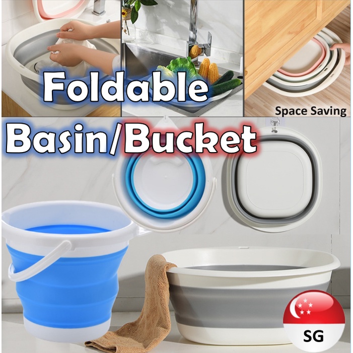Collapsible Wash Basin Foldable Pail Square portable bucket Fold ...