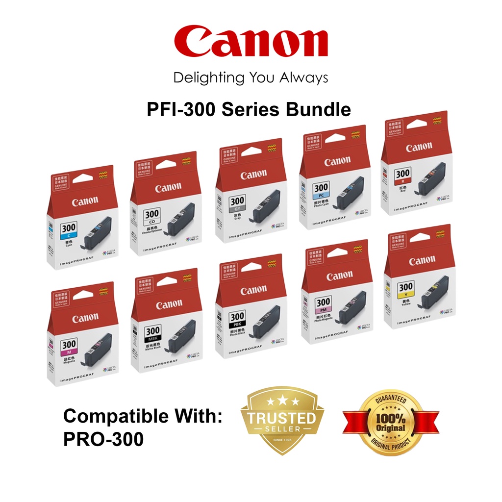 Canon PFI-300 C M Y PC PM R MBK PBK GY CO PRO-300 Printer Ink Cartridge ...