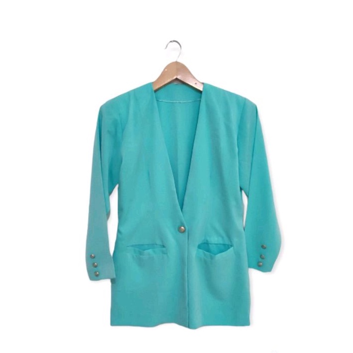HIJAU Thrift tosca blazer pl women's turquoise green jacket preloved ...