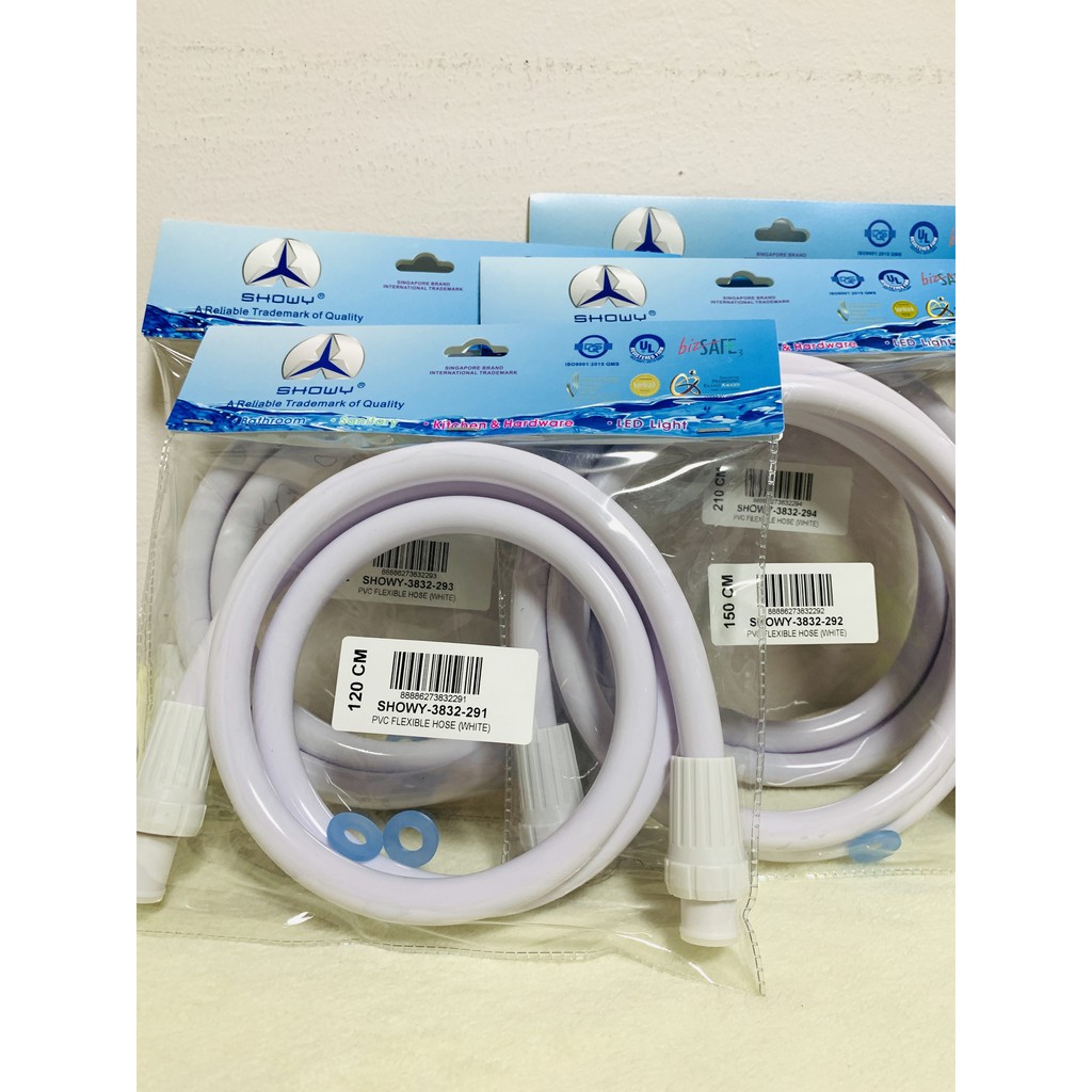 [SHOWY 3832] PVC Flexible Hose White 120CM/150CM/180CM/210CM | Shopee Singapore
