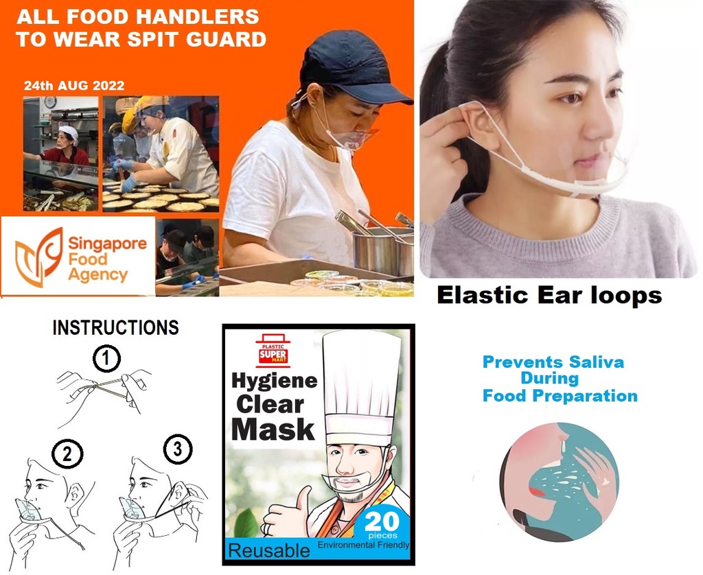 Spit Guard Mask [10pcs |20pcs] Food Hygiene Mouth Shield Plastic Mask ...