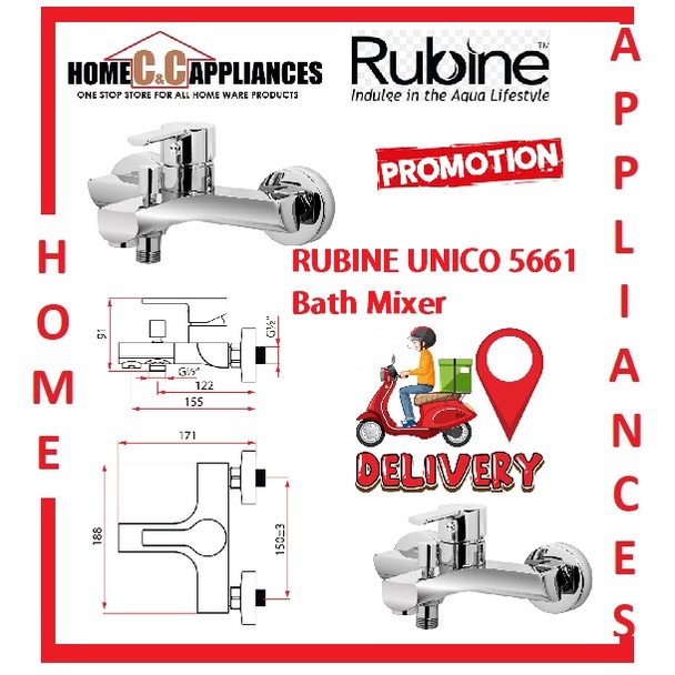 RUBINE UNICO 5661 Bath Mixer | Shopee Singapore
