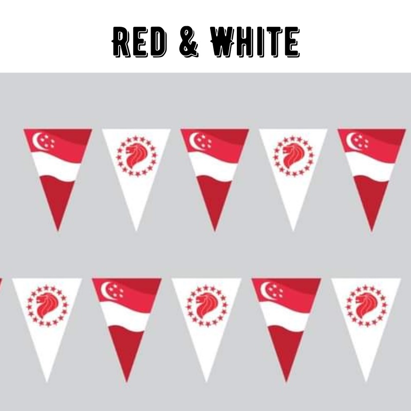 [SG Stock] SG60 Singapore Triangle Flag Buntings NDP 10pc Red White ...