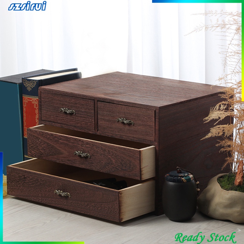 [ Retro Wooden Box Decorative Storage Boxes DIY Rings Jewelry Drawer ...