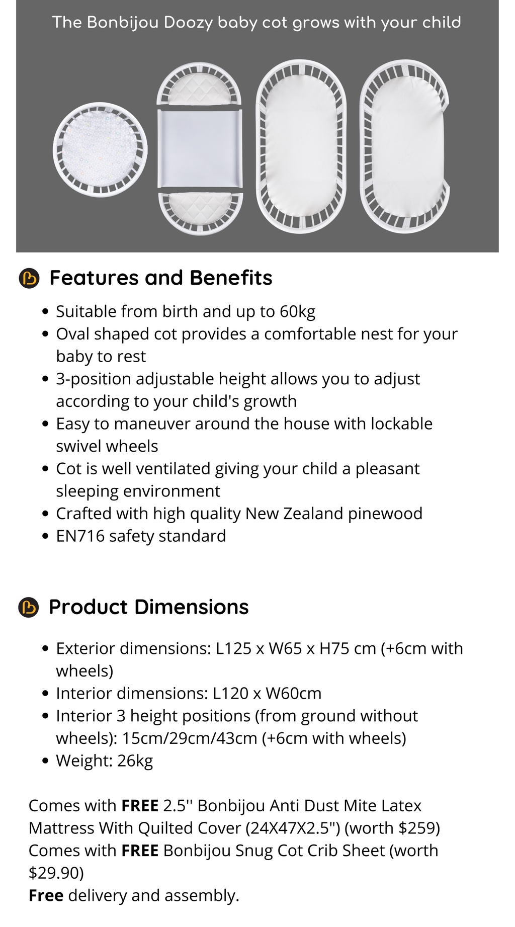 Infantino | Bonbijou Doozy 7-In-1 Baby Cot | Shopee Singapore