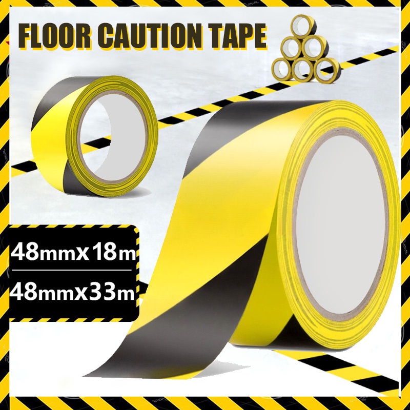 Yellow Black Floor Marking Tape 48mm-33m Hazard Warning Adhesive Tape ...