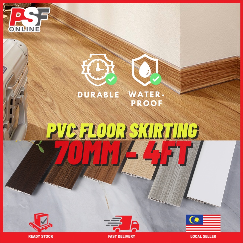 [4FT LENGTH] 70MM PVC SKIRTING | FLOOR SKIRTING | VINYL SKIRTING | WALL ...