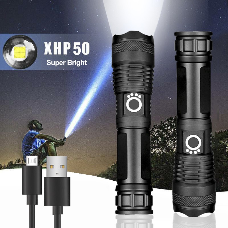 Lampu Suluh LED Flashlight Zoomable Led Torch Light Torchlight USB ...