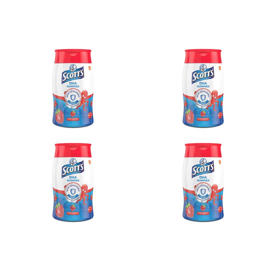 [Bundle of 4] SCOTT's DHA Chewable Gummies, Fish Oil Omega 3 Children ...