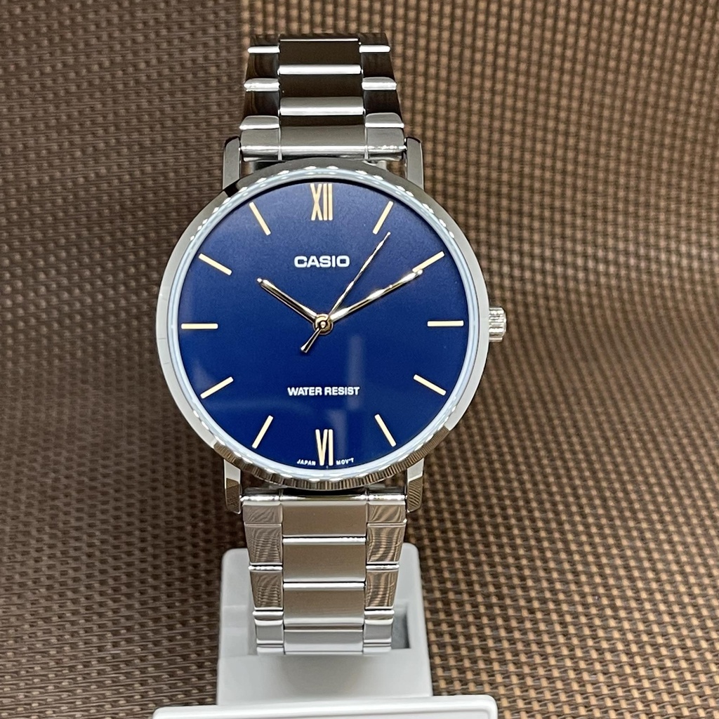 [Original] Casio MTP-VT01D-2B Standard Analog Men Stainless Steel Blue Watch | Shopee Singapore