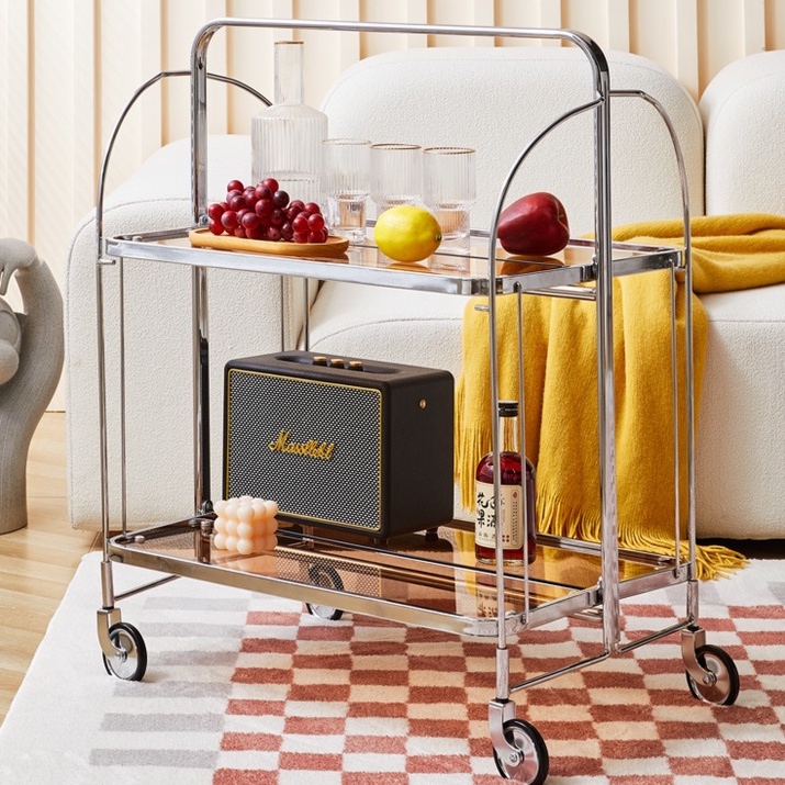 Medieval Cart Storage Foldable Brunch Mobile Glass Food Dining Rack ...