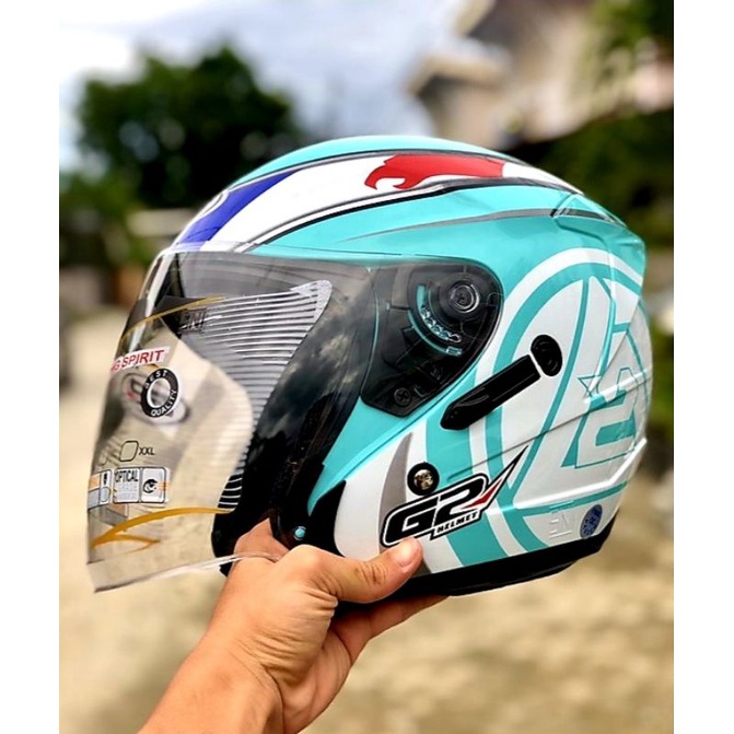 G2 Optimax Helmet Double Visor Motif Halfface Helmet G2 Helmet SNI ...