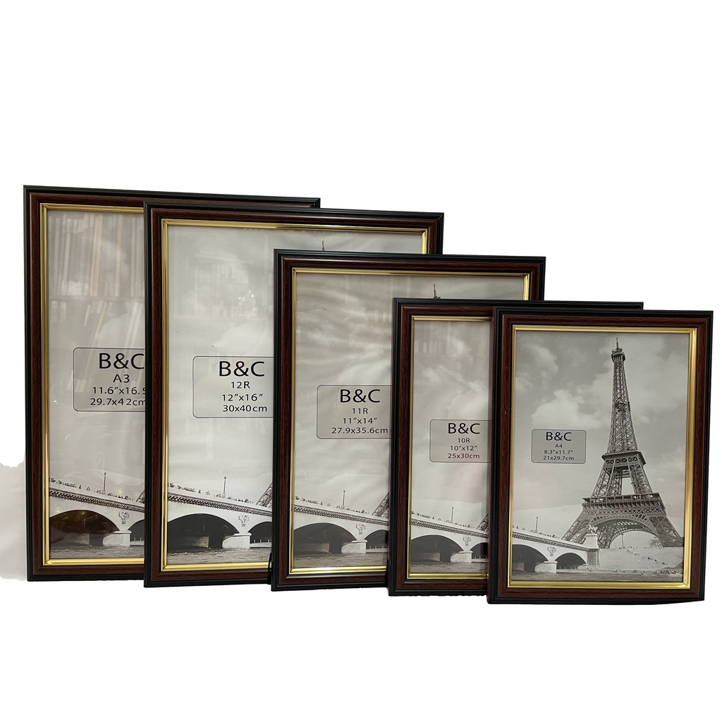 Photo Frame Size A4 / 10R / 11R / 12R / A3 - Dark Brown Red With Gold Line (1pc) | Shopee Singapore