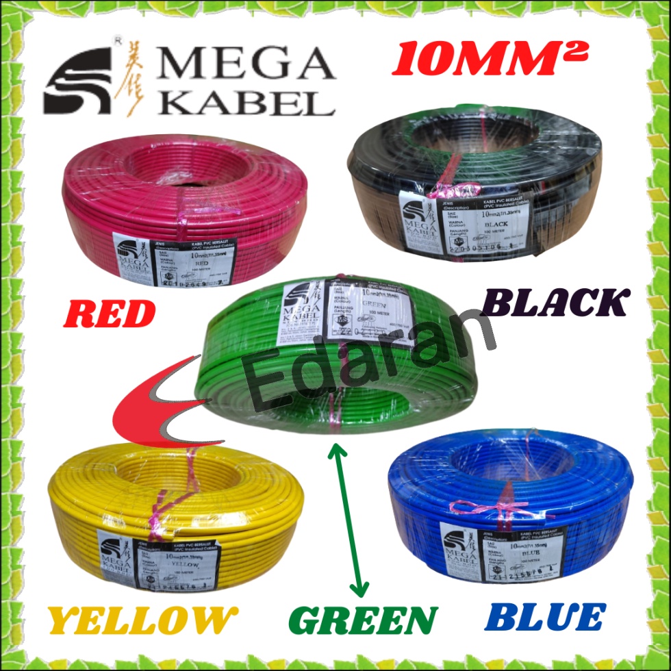 (X1 METER) 10MM2 MEGA Kabel Insulated PVC 100% Pure Copper Cable (SIRIM ...