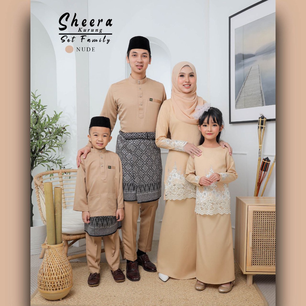 NEW DESIGN Raya 2022 Baju Set Family Baju Kurung SHEERA Set Family NUDE ...