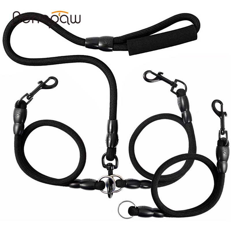 Benepaw 3 in1 Heavy Duty Dual / Triple Dog Leash 360 Swivel No Tangle ...