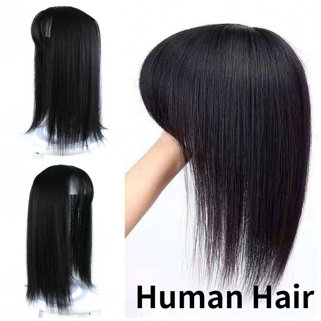 Human hair Topper Toupee Hairpiece 3 Clip In One Piece Hair Extension ...