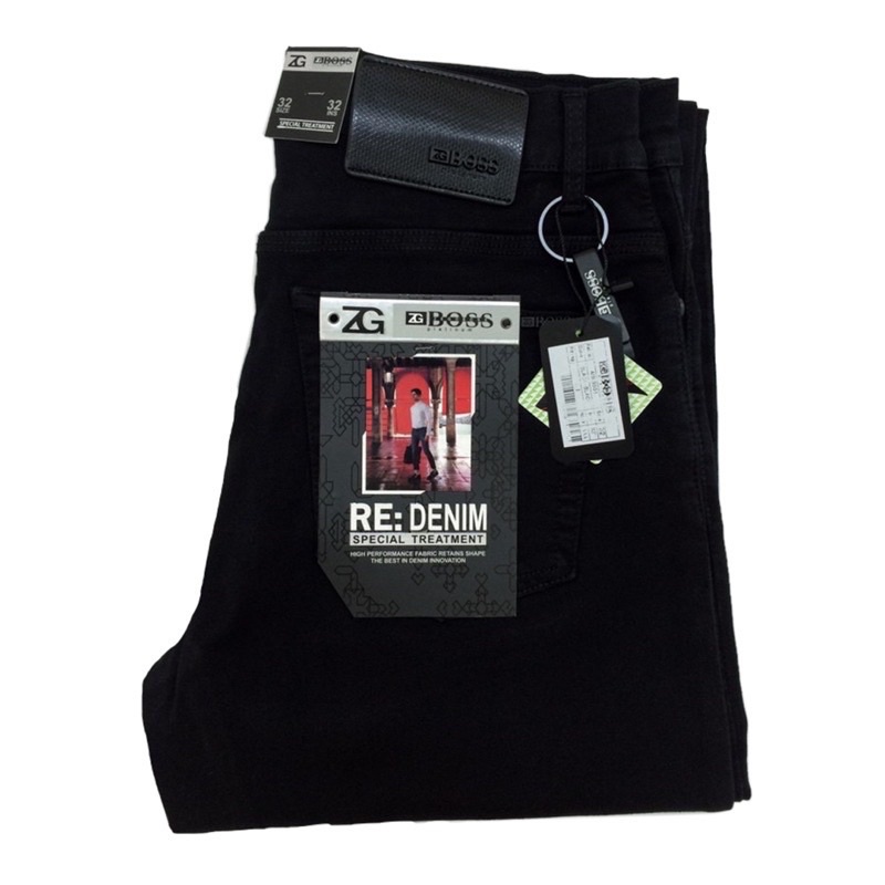 ZG BOSS Stretch Men's Jeans SUPER BLACK BLACK - Regular Black Jeans ...