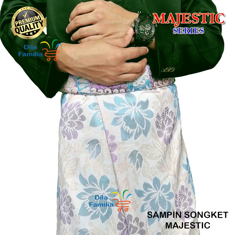 Sampin Wedding Songket Ready to Sew Side Exclusive Woven 2 Meters White ...